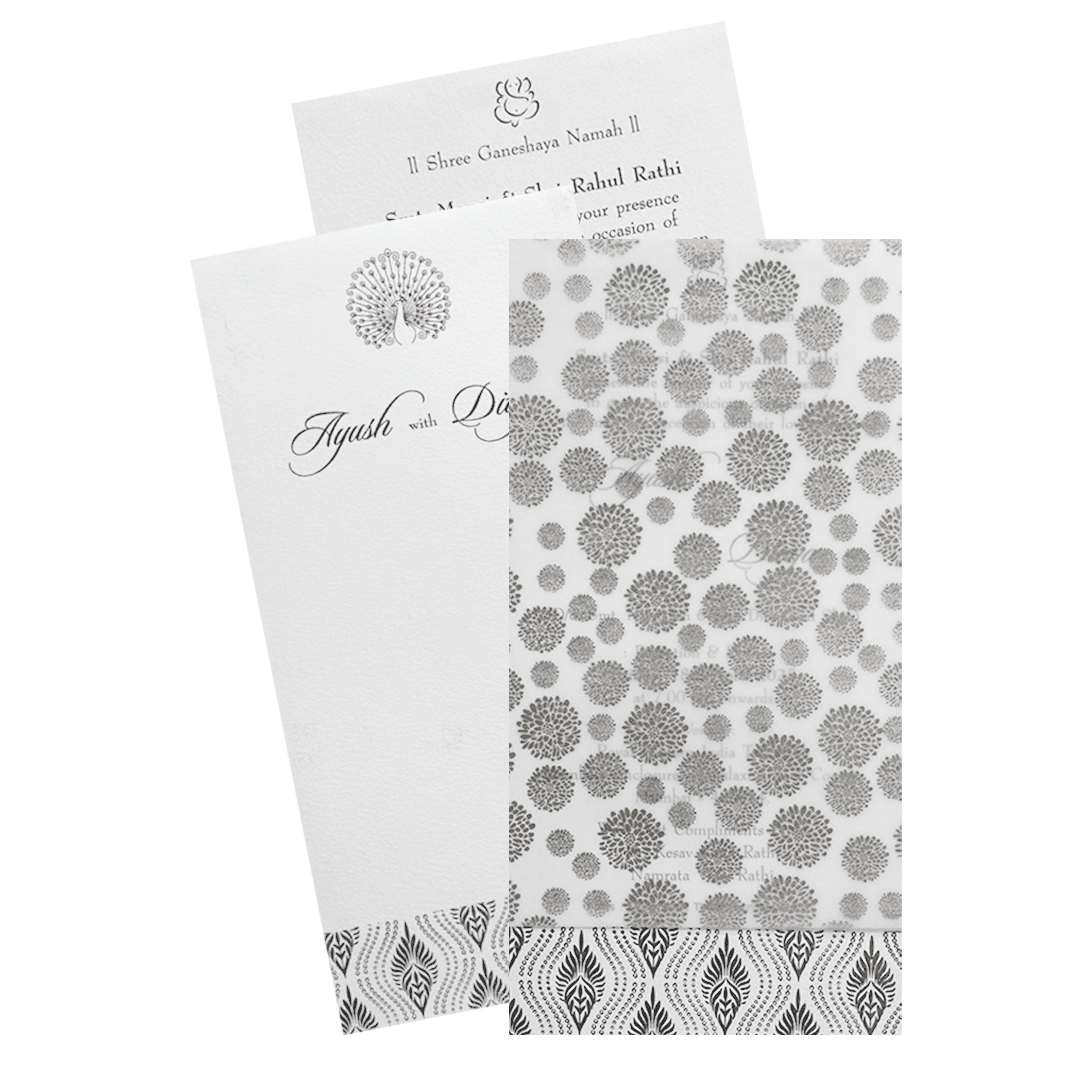 White Tracing Single Sheet Invitation – King of Cards