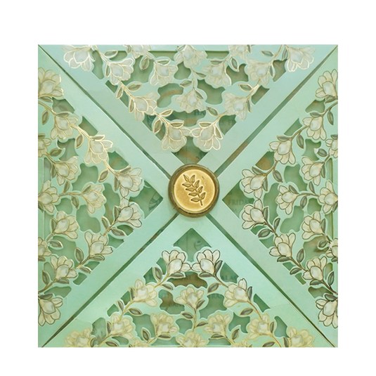 Green Floral Fancy Opening Wedding Card-KNGA7101 – King of Cards