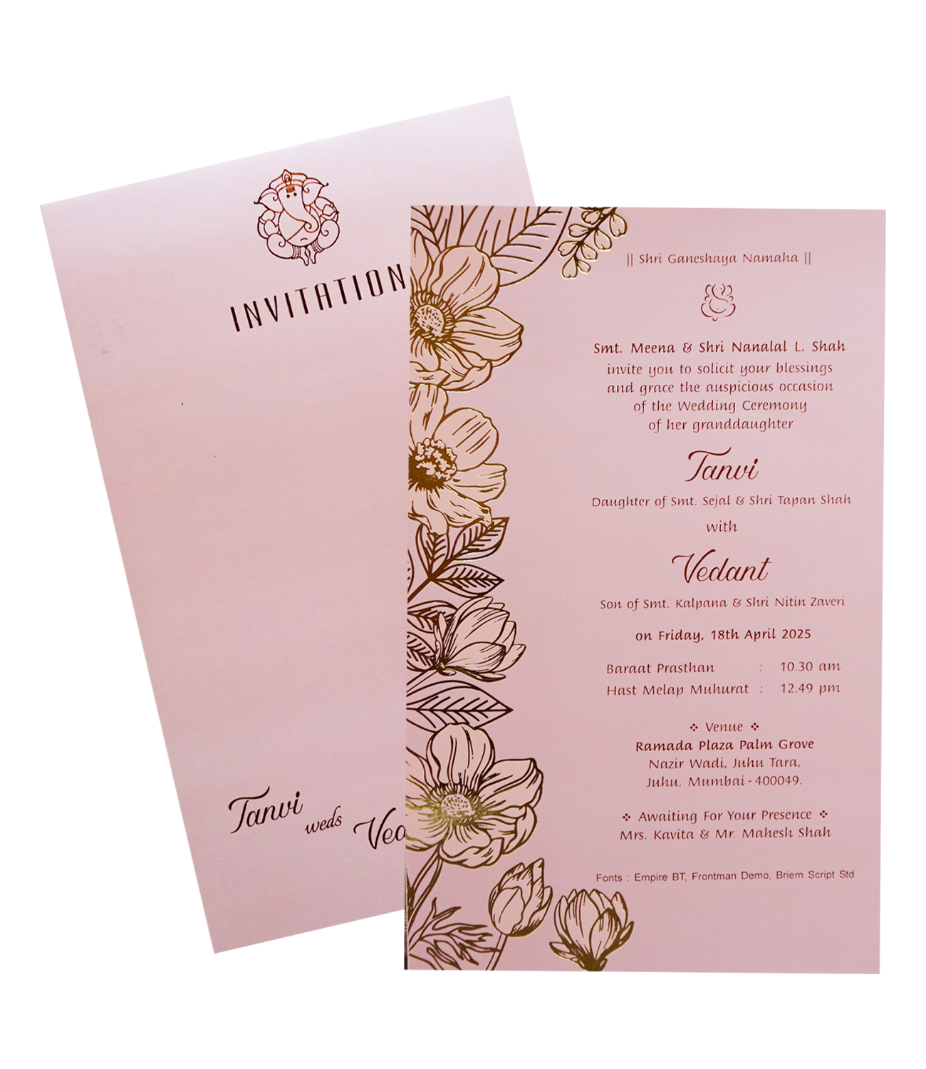 Shop Light Pink Single Sheet Invitation Card | 4000+ Designs | King of ...