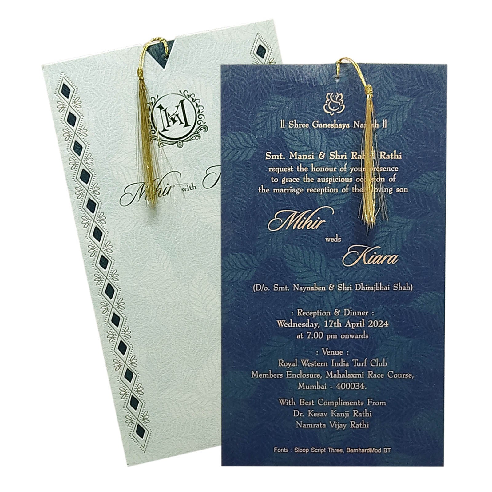 Dark Blue Single Sheet Invitation – King of Cards