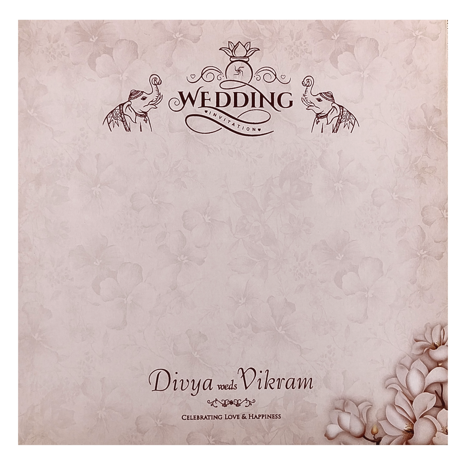 Peach Floral Single Sheet Invitation Card – King of Cards