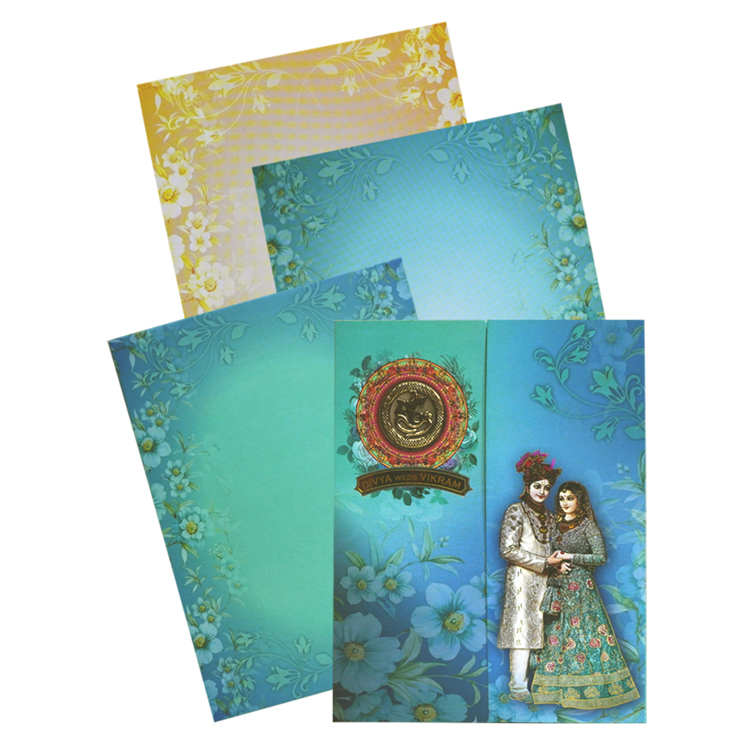 Dark Cyan Blue Wedding Card – King of Cards