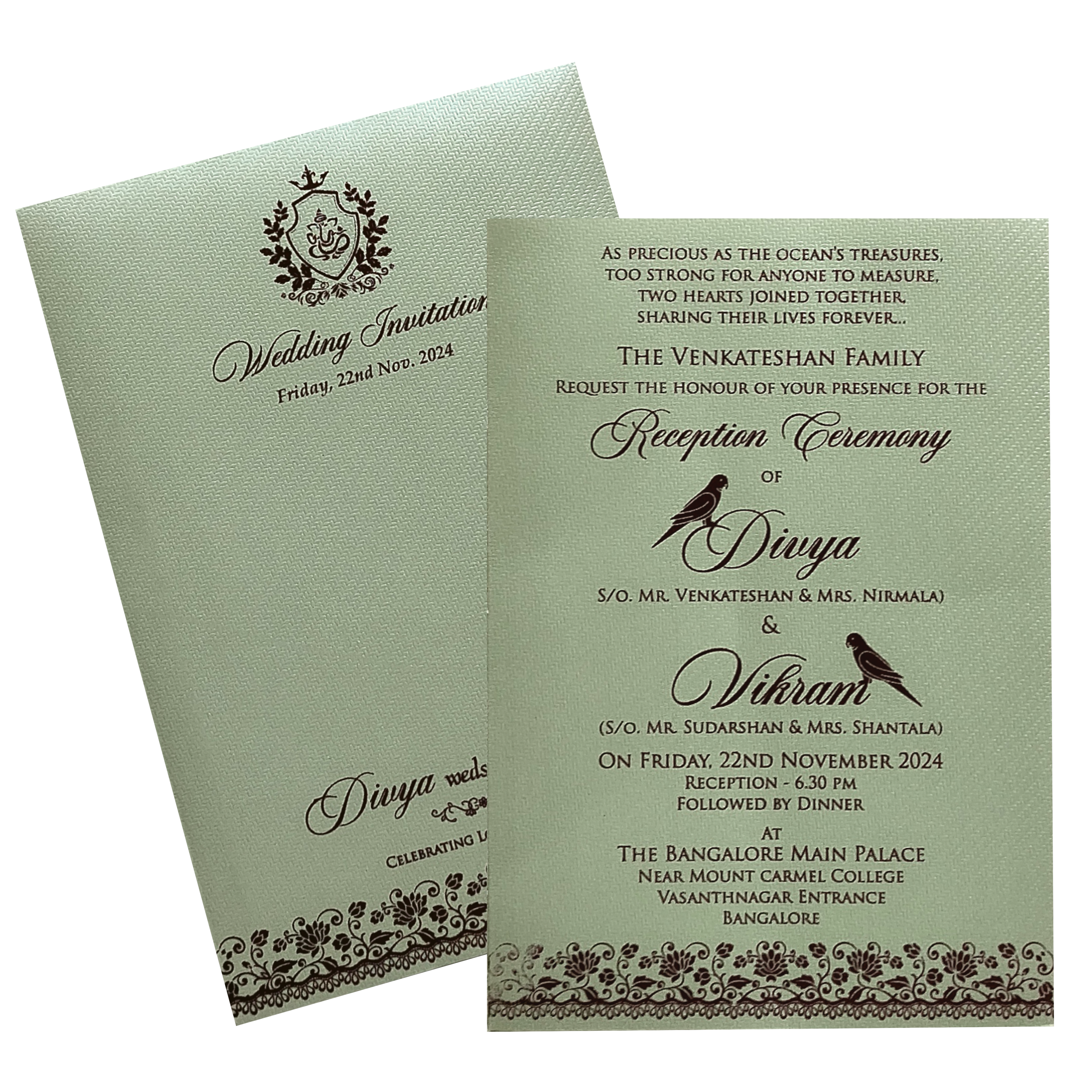 Green Texture Single Sheet Invitation Card – King of Cards