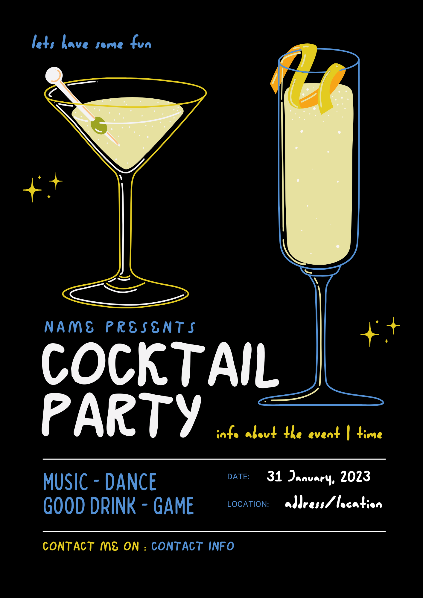 Glitzy Gold Cocktail Party Invitation – King of Cards