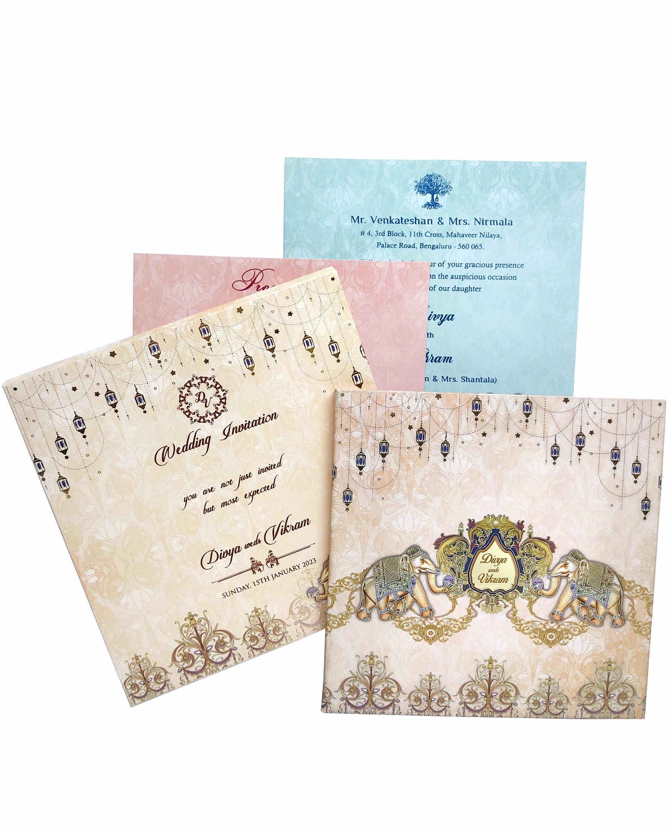 Floral Padded Scodix Wedding Card With Elephant Design – King of Cards