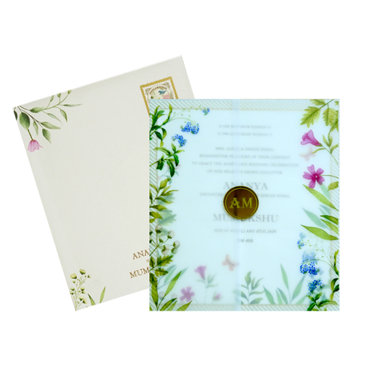 White Tracing Sheet Seal Wedding Card – King of Cards