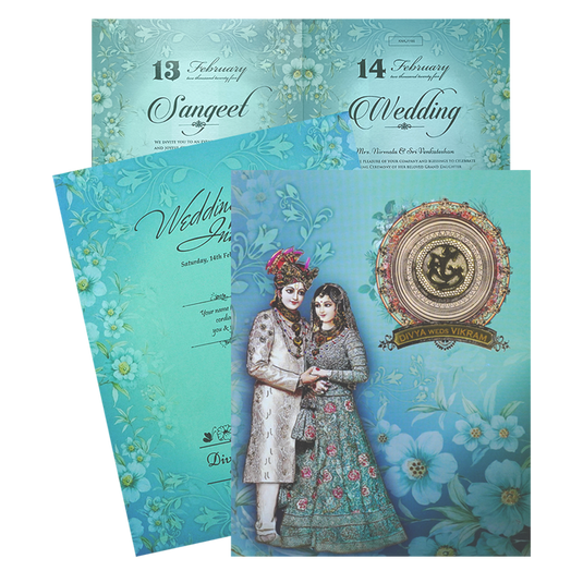 Green Bride And Groom Wedding Card-KNKJ1105 – King of Cards